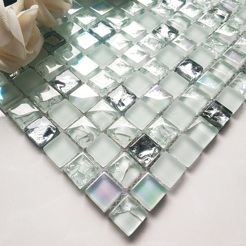 Custom glass mosaic tiles for elegant shower walls