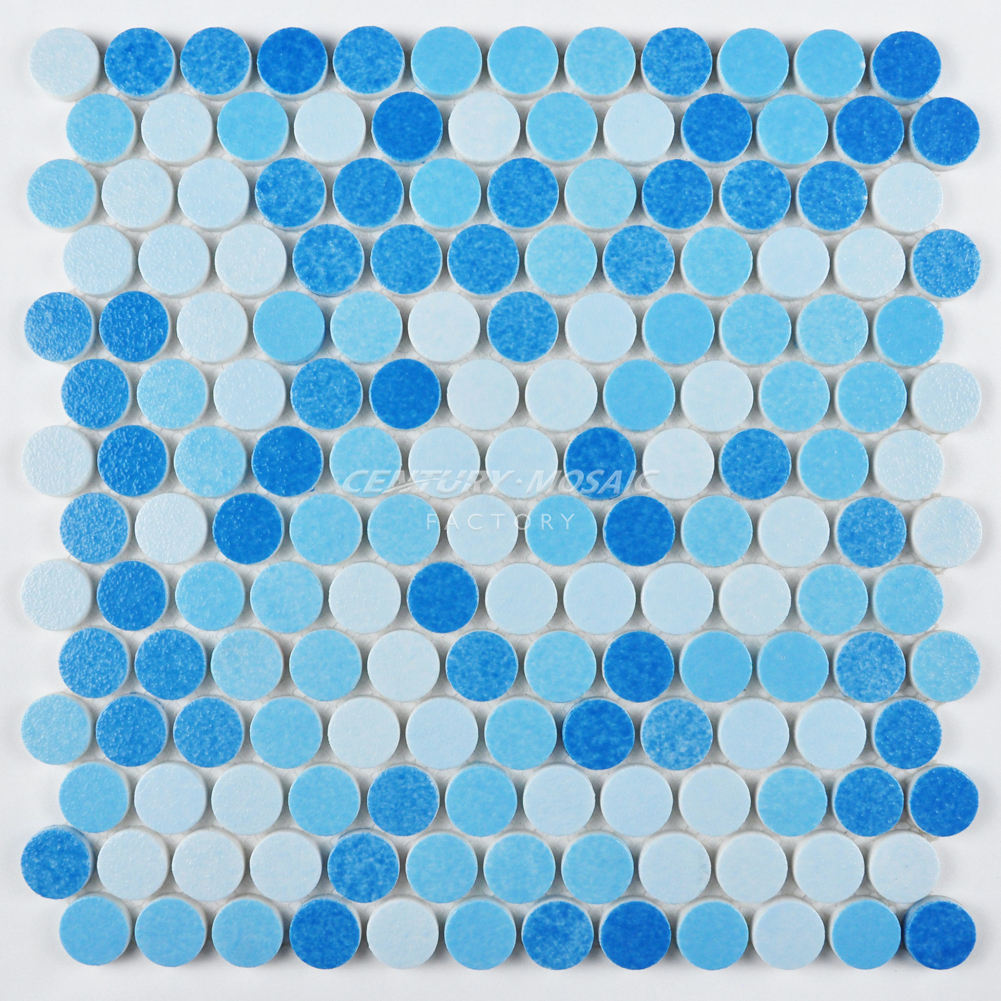 Custom glass penny tiles perfect for kitchens and bathrooms